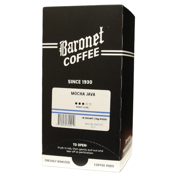 Baronet | Mocha Java Coffee Pods | 18ct | Coffee House Express