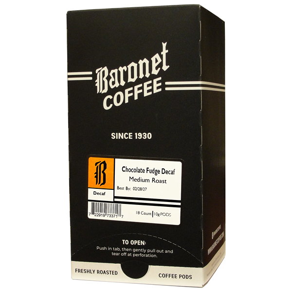 Baronet Chocolate Fudge Flavored DECAF Coffee Pods
