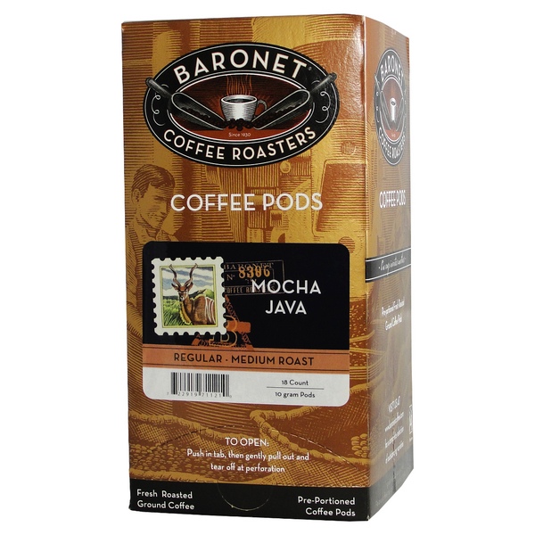 Baronet | Mocha Java Coffee Pods | 18ct | Coffee House Express